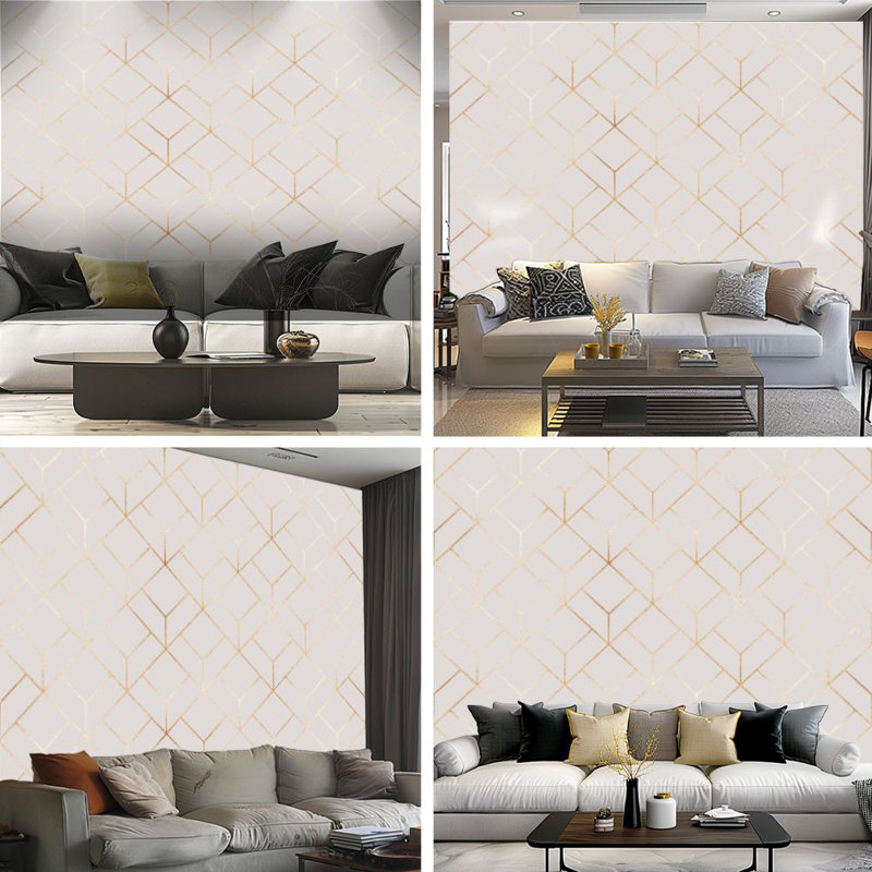 Mercer41 Peel and Stick Canvas Wallpaper Wall Mural Elegant gold ...